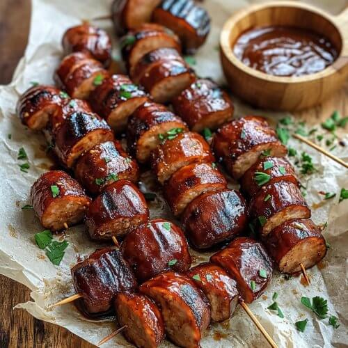 Maple BBQ Hasselback Kielbasa Bites - Life with Jeviko